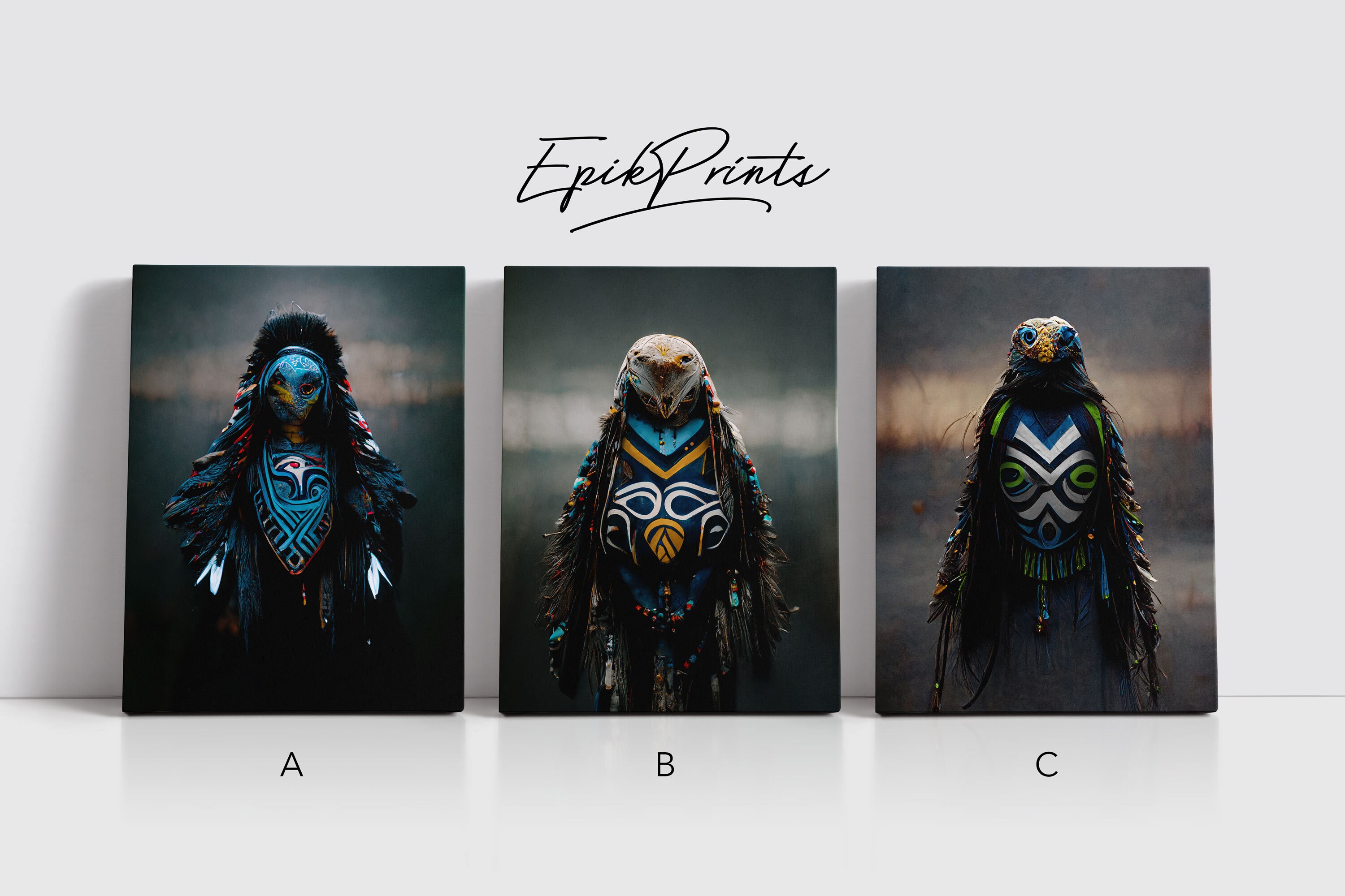 Seattle Mascots LARGE 30"x40" Canvas Prints, Native Designs, Wall Art ...