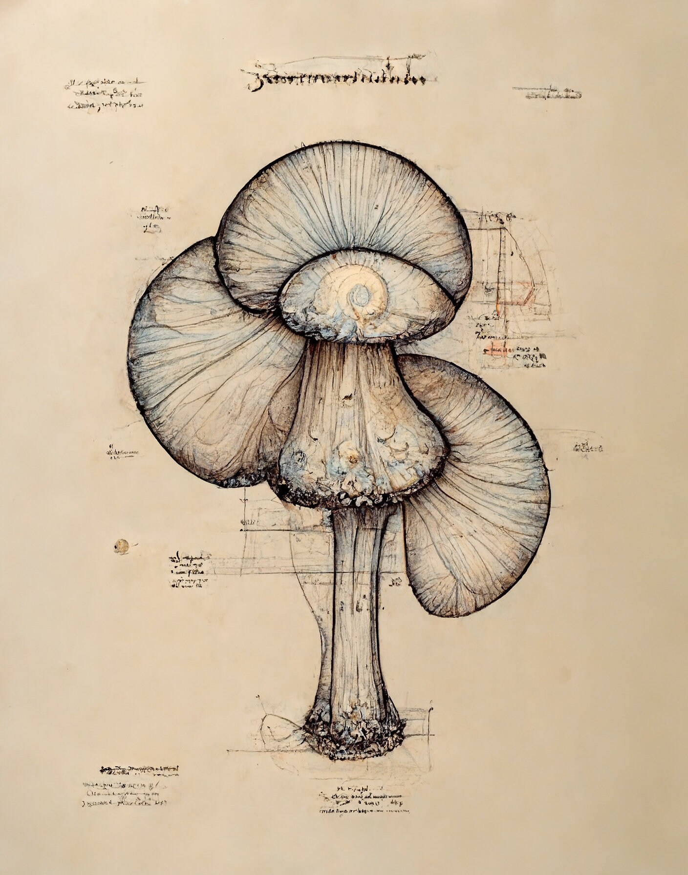 Anatomy of Mushrooms Diagram LARGE 30x40 Canvas Prints, Vintage Wall ...