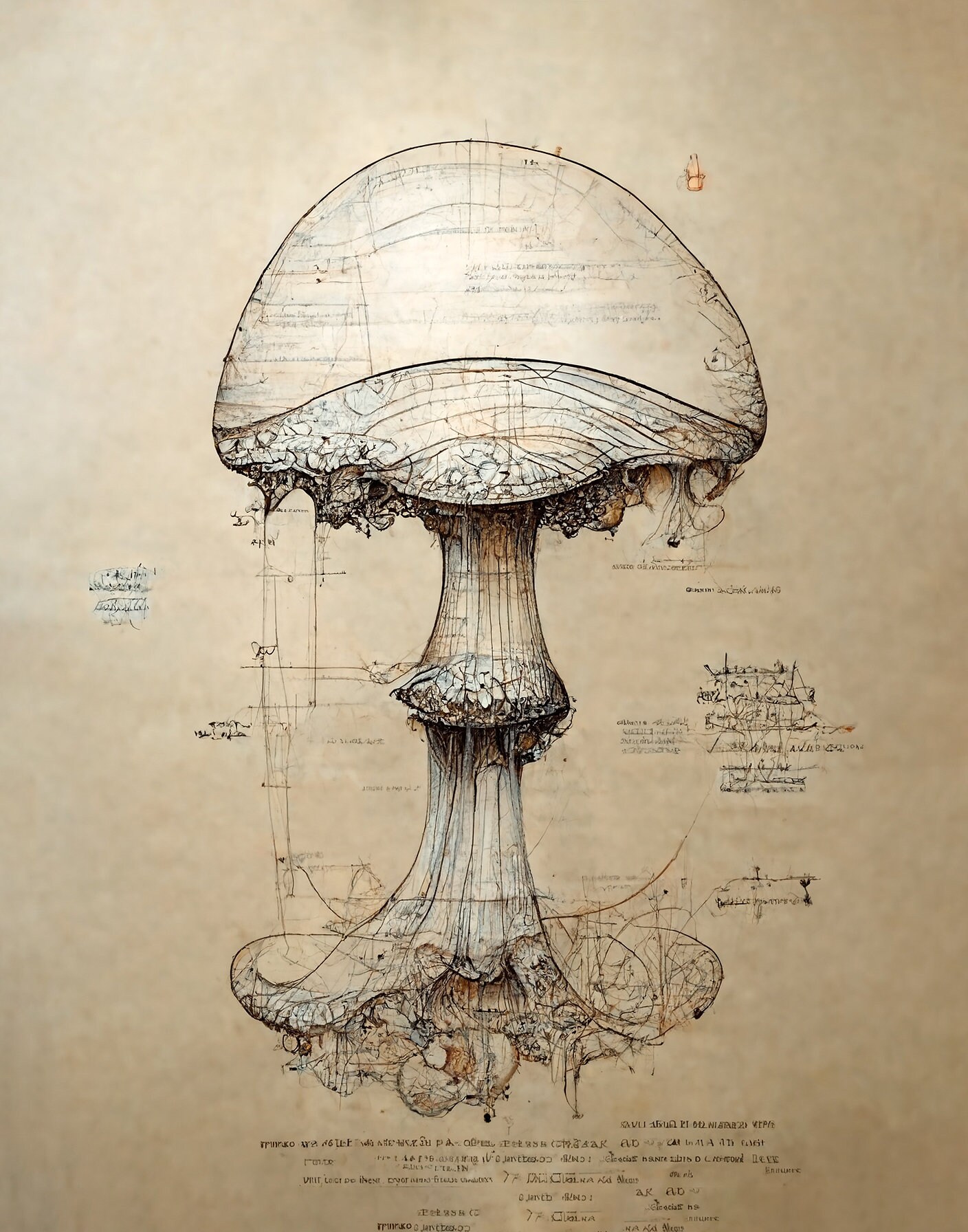Anatomy of Mushrooms Diagram LARGE 30x40 Canvas Prints, Vintage Wall ...