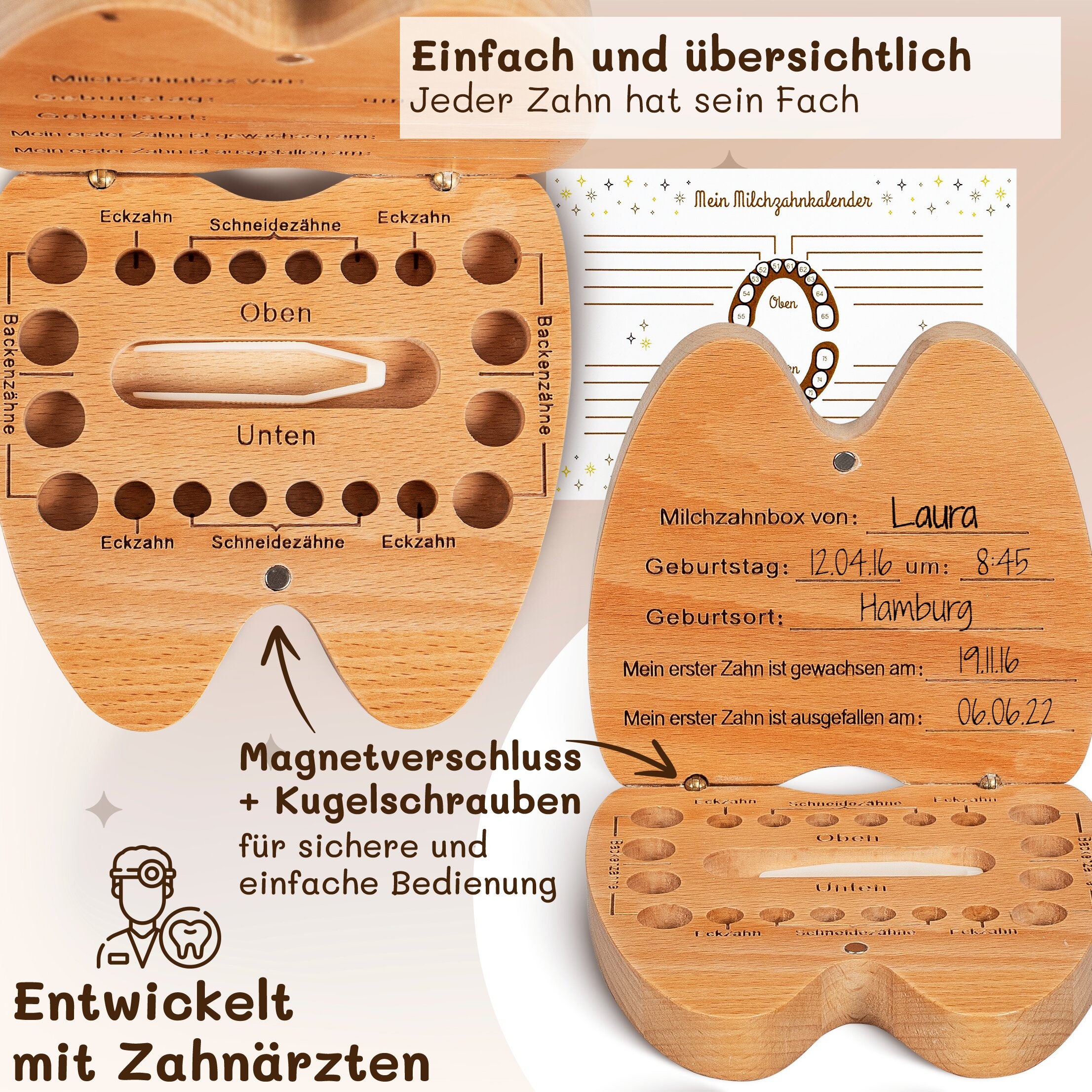 Milk Tooth Box Milk Tooth Box Made of Wood for Boys & Girls I Dental ...