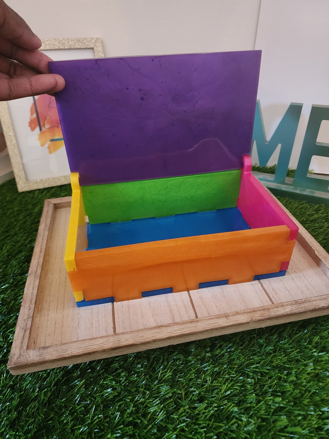 Rainbow Puzzle Box Made of Resin - Catch All Box - Rainbow Box - Epoxy ...