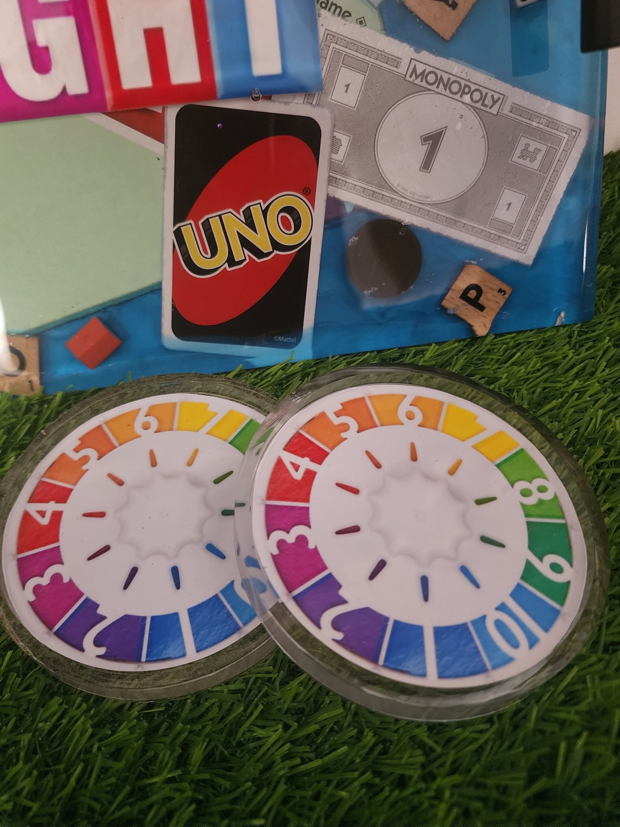 Game Night Resin Tray With Handles | Monopoly, Uno, Scrabble Pieces - Etsy
