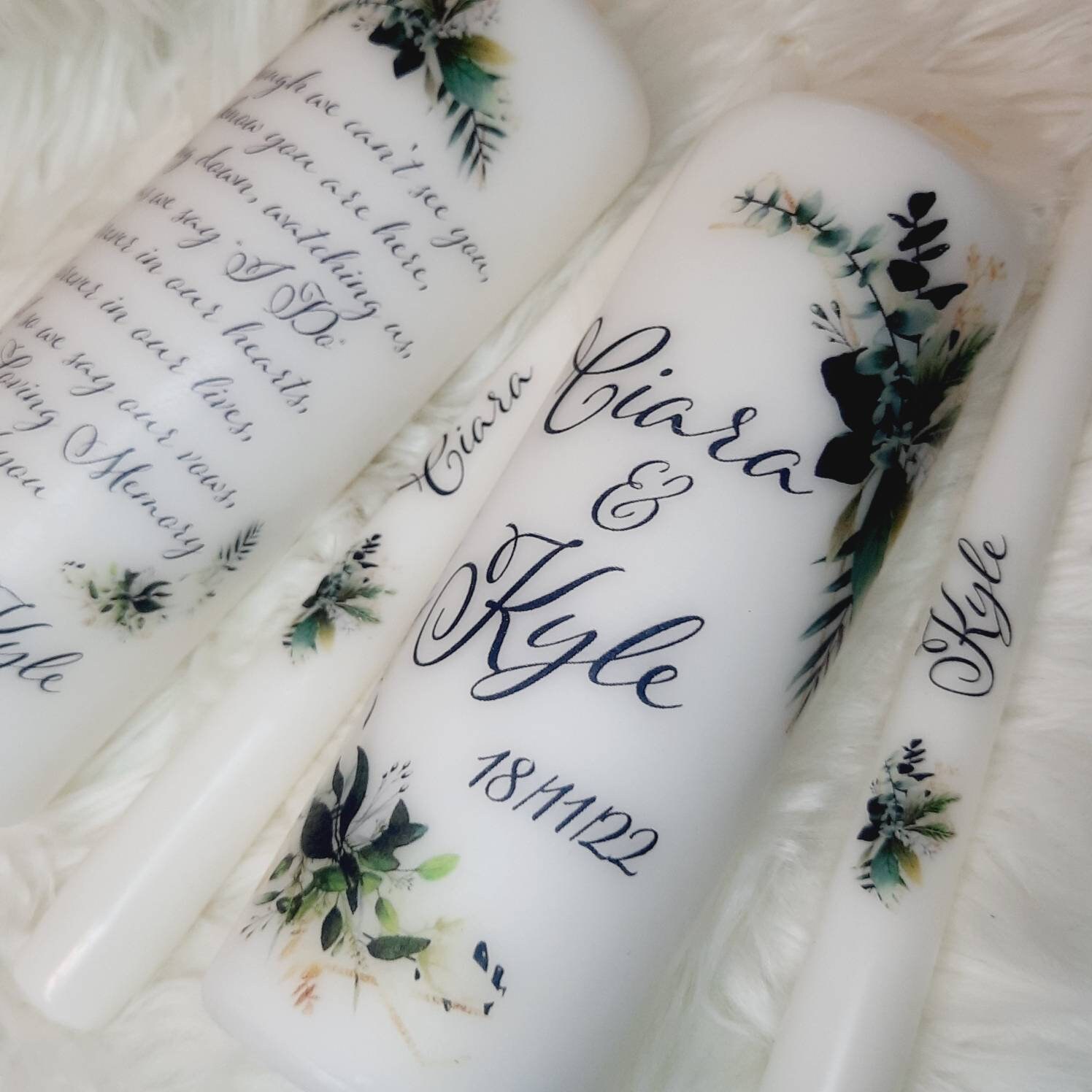 Greenery Custom Wedding Candles Unity Candle Set Green - Etsy