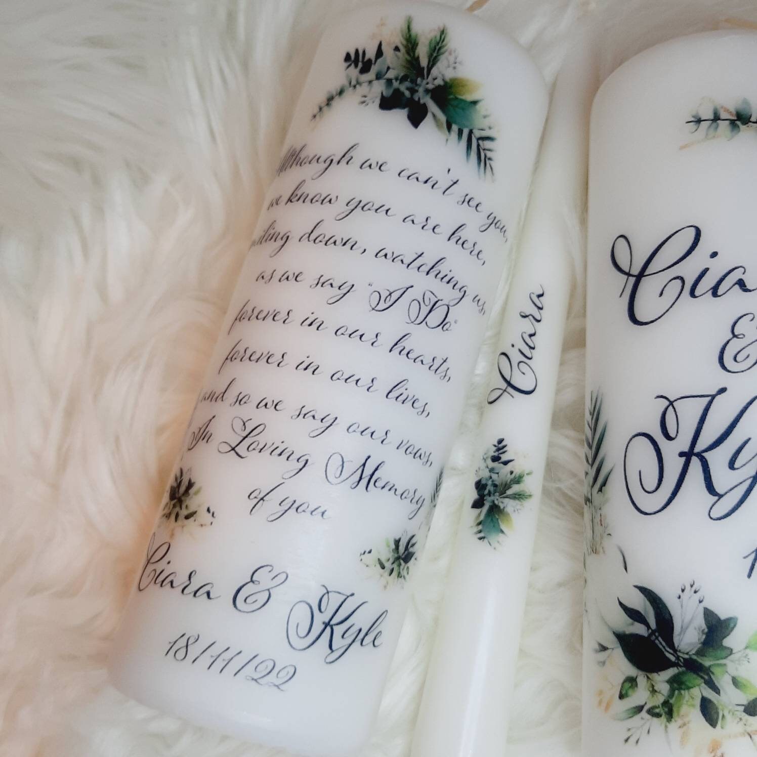 Greenery Custom Wedding Candles Unity Candle Set Green - Etsy