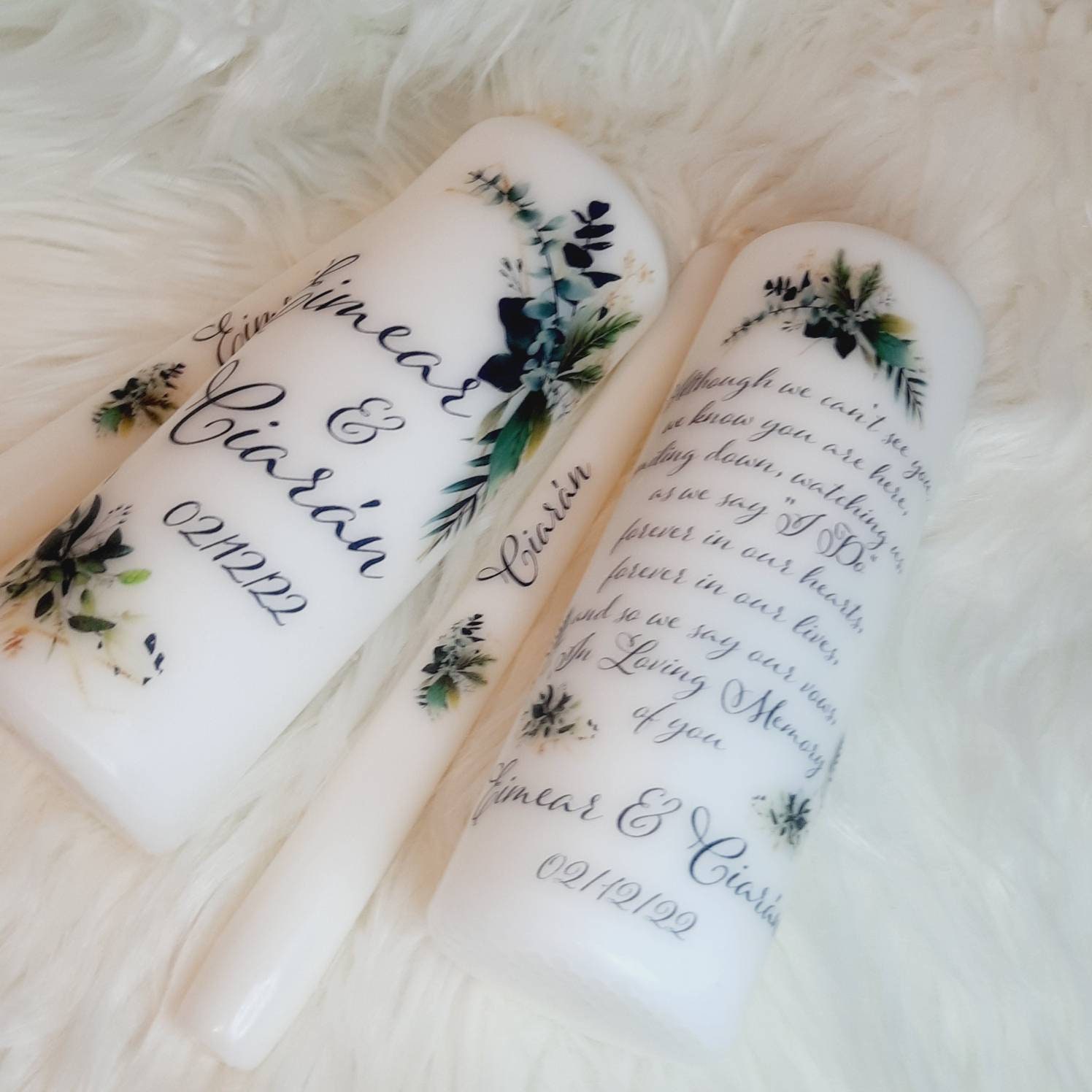 Greenery Custom Wedding Candles Unity Candle Set Green - Etsy