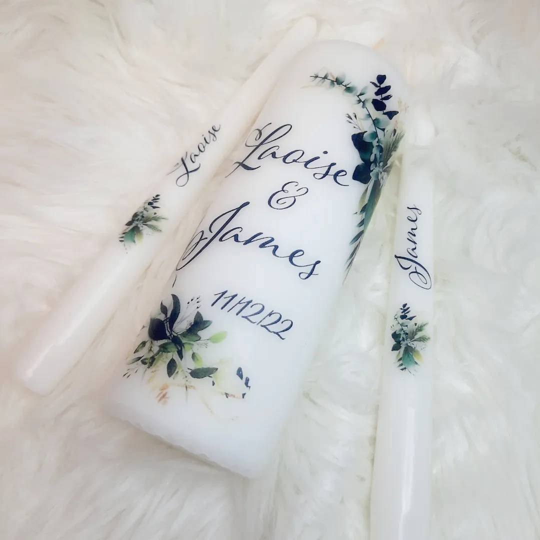 Greenery Custom Wedding Candles Unity Candle Set Green - Etsy