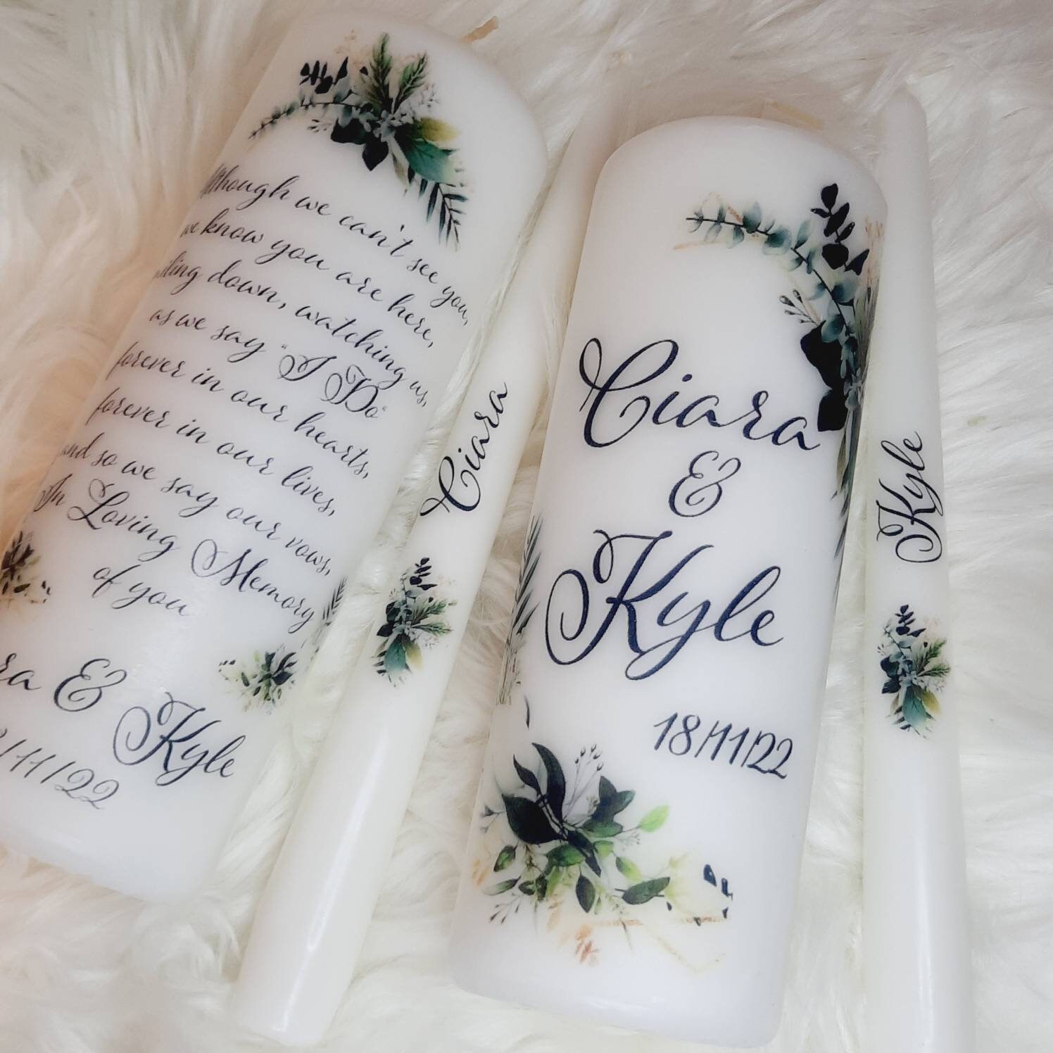 Greenery Custom Wedding Candles Unity Candle Set Green - Etsy