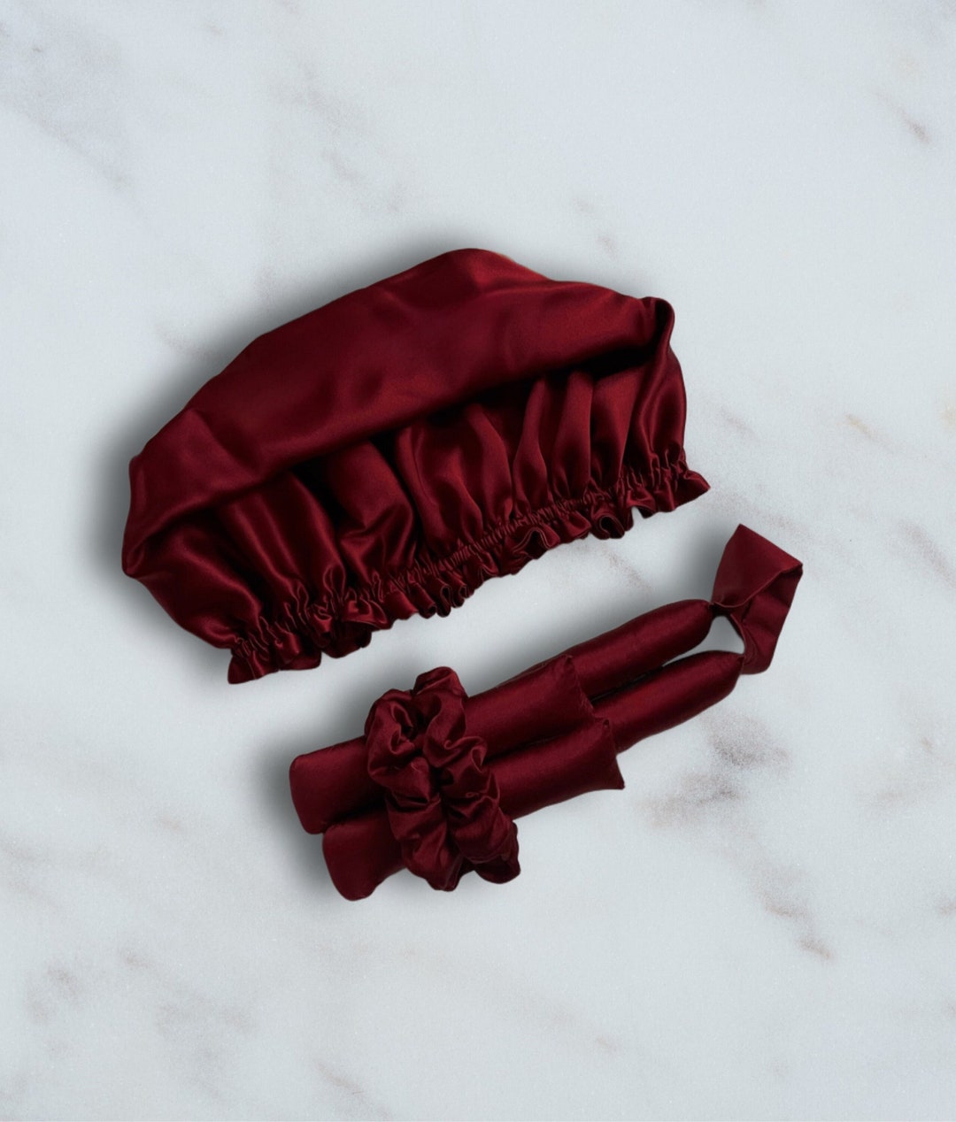 Silk Curling Ribbon Set, Bonnet+roller Set, Natural Curly Hair, Silk ...