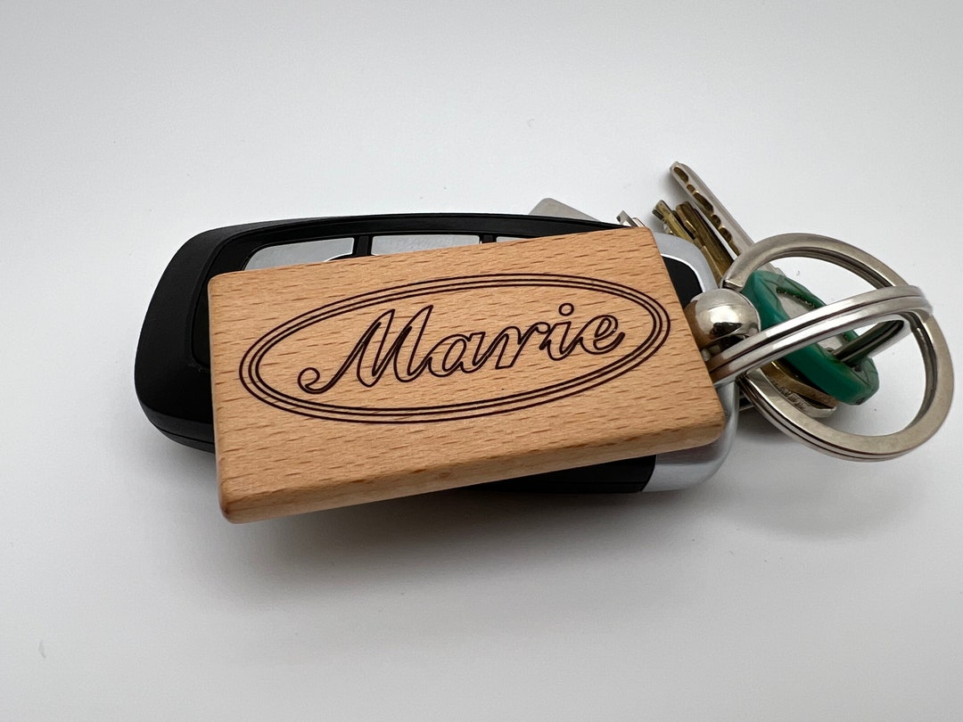 Laser Engraved Custom Key Chain- Double Sided- Wooden Promotional Key ...