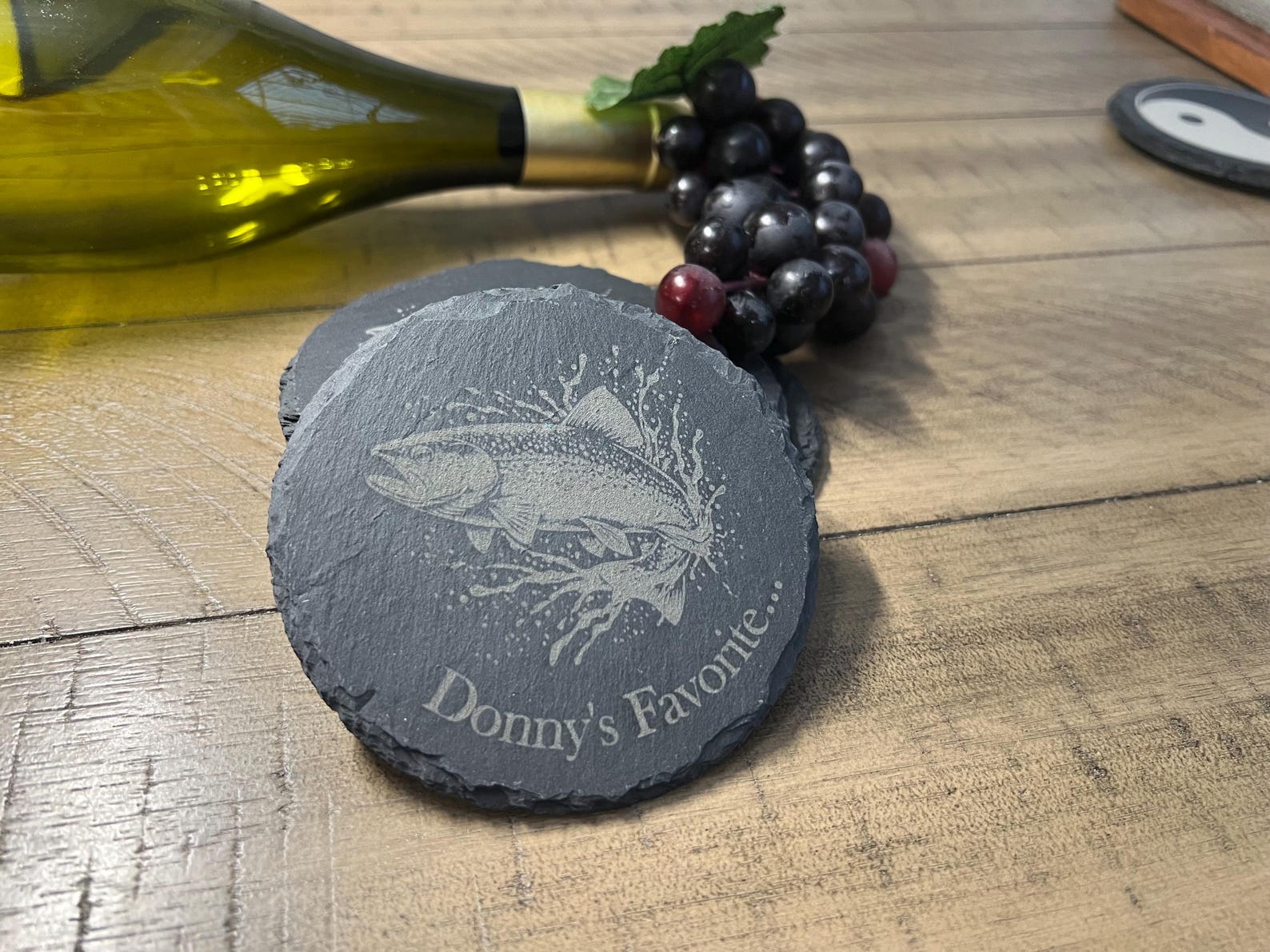 Set of 4 Fishing Slate Coaster | Trout | Fish on | Personalized- Set of ...