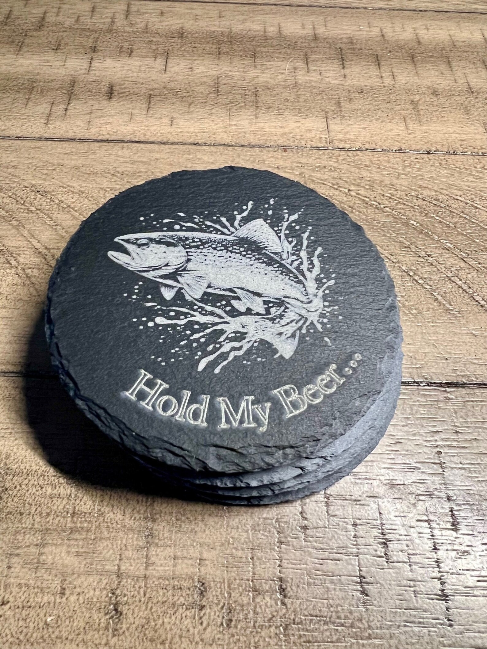 Set of 4 Fishing Slate Coaster | Trout | Fish on | Personalized- Set of ...