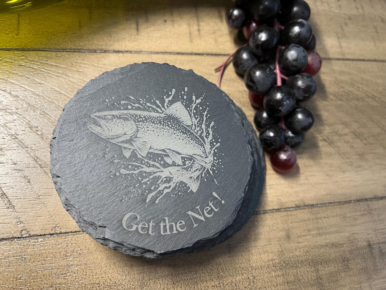 Set of 4 Fishing Slate Coaster | Trout | Fish on | Personalized- Set of ...