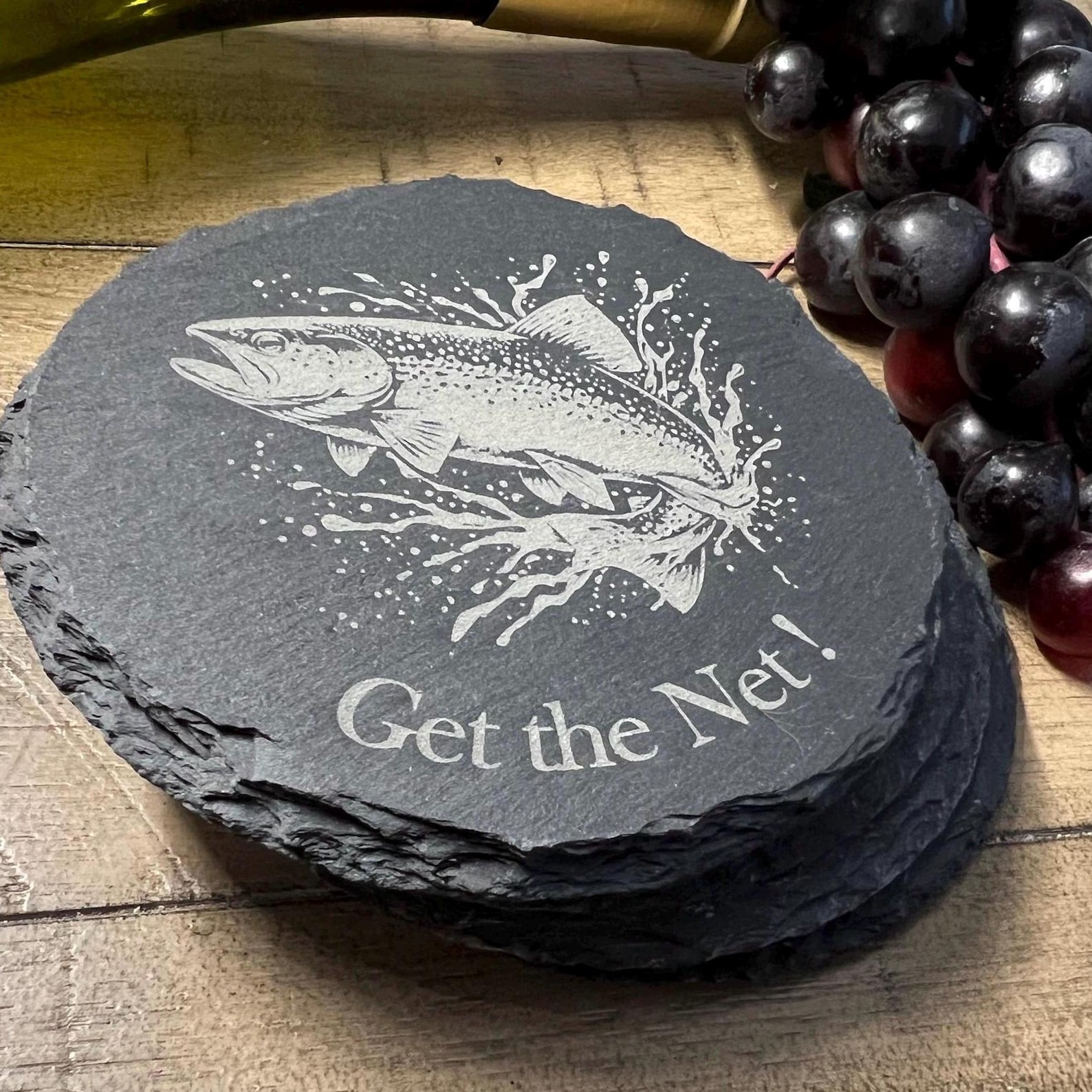 Set of 4 Fishing Slate Coaster | Trout | Fish on | Personalized- Set of ...