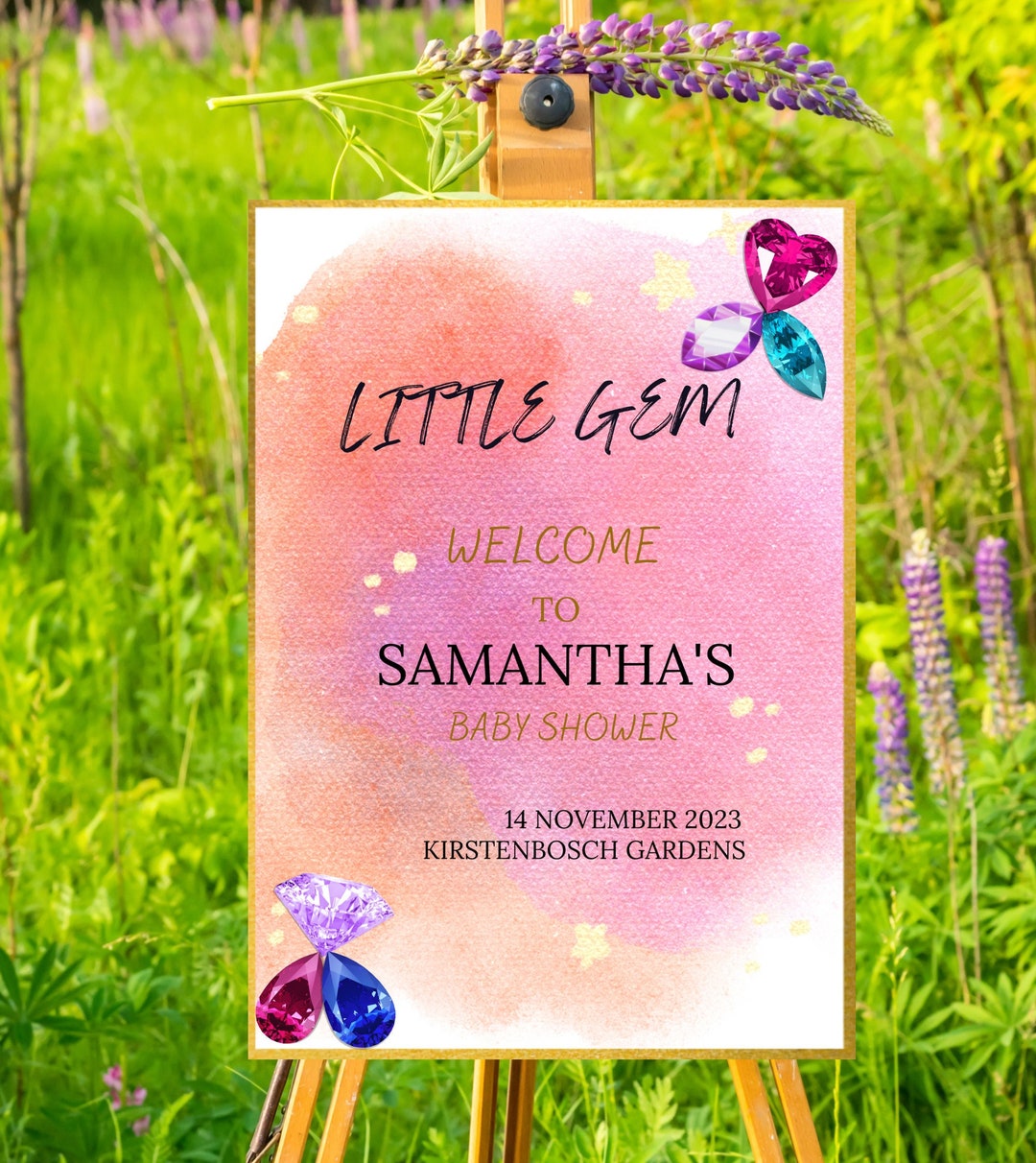 Gemstone Themed Baby Shower, Little Gem Baby Welcome Shower Sign ...