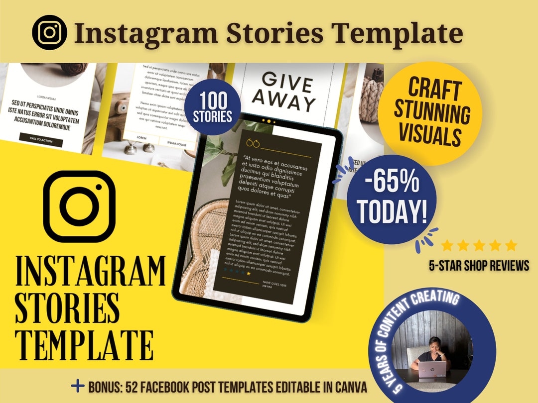 100 Instagram Stories Templates in Canva Editable Vlogger Business ...