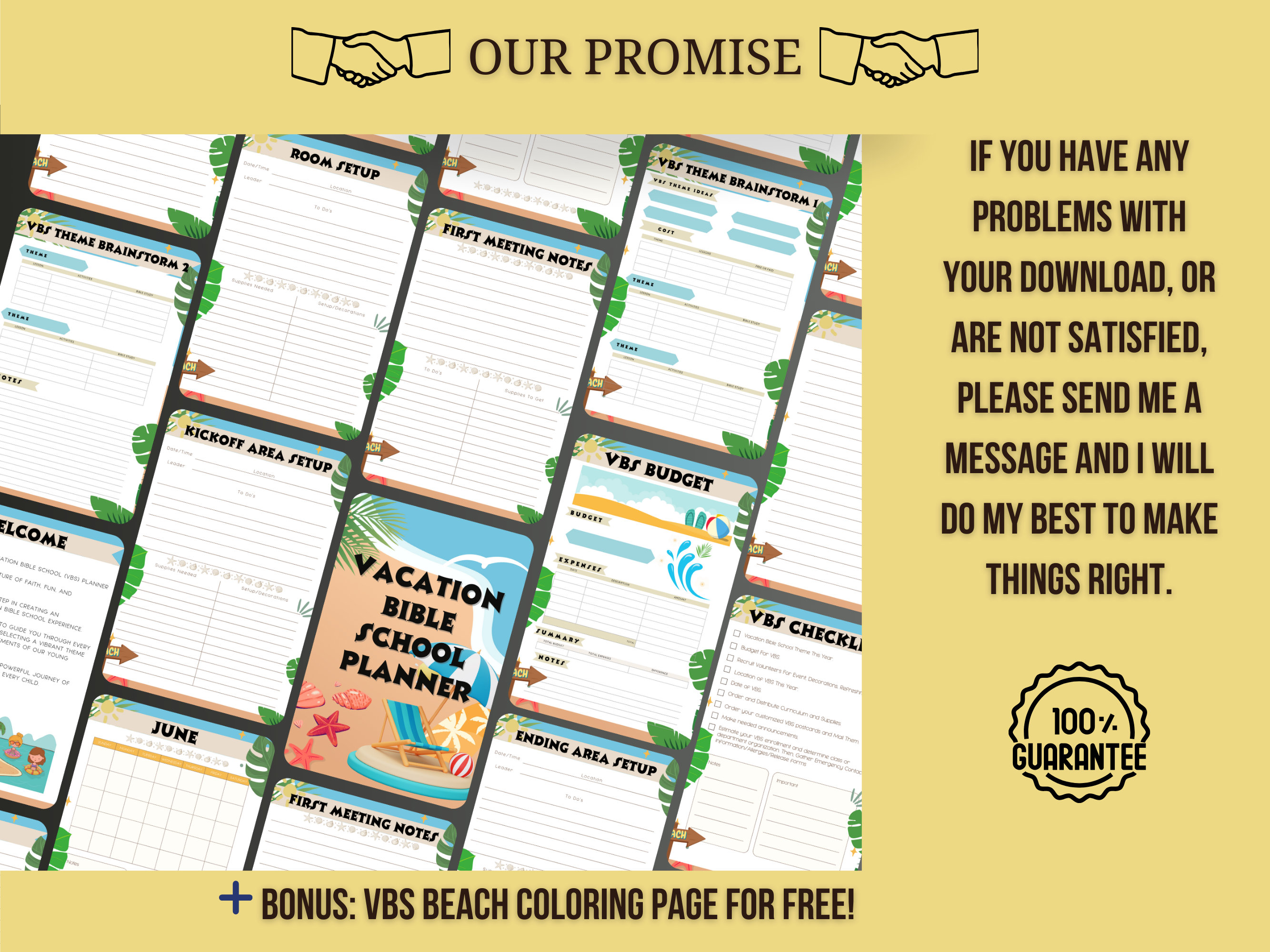 Vacation Bible School Planner Printable, Church Event Organizer ...