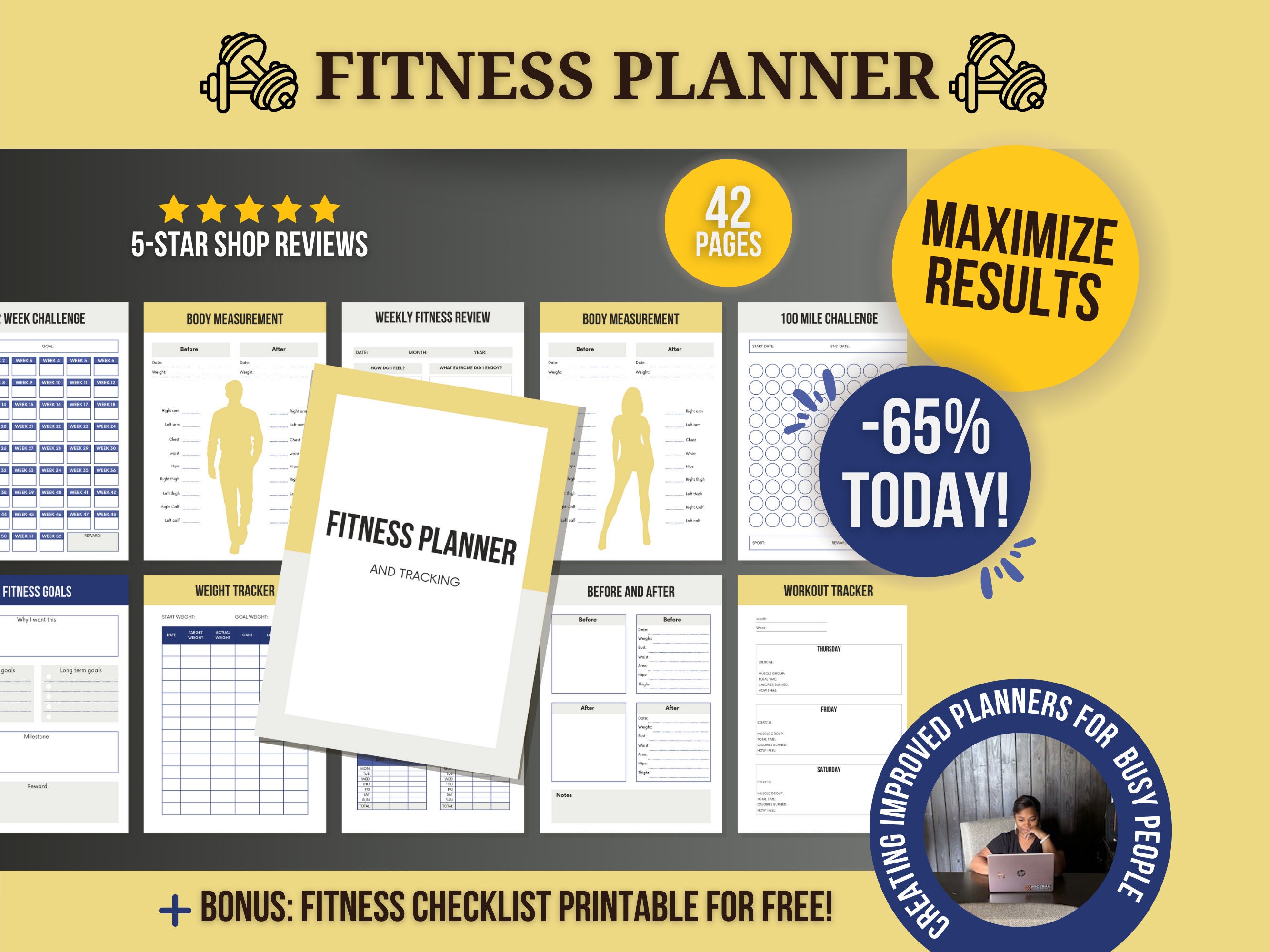 Fitness Journal Fit Checklist Printable Notebook for Fitness Lover ...