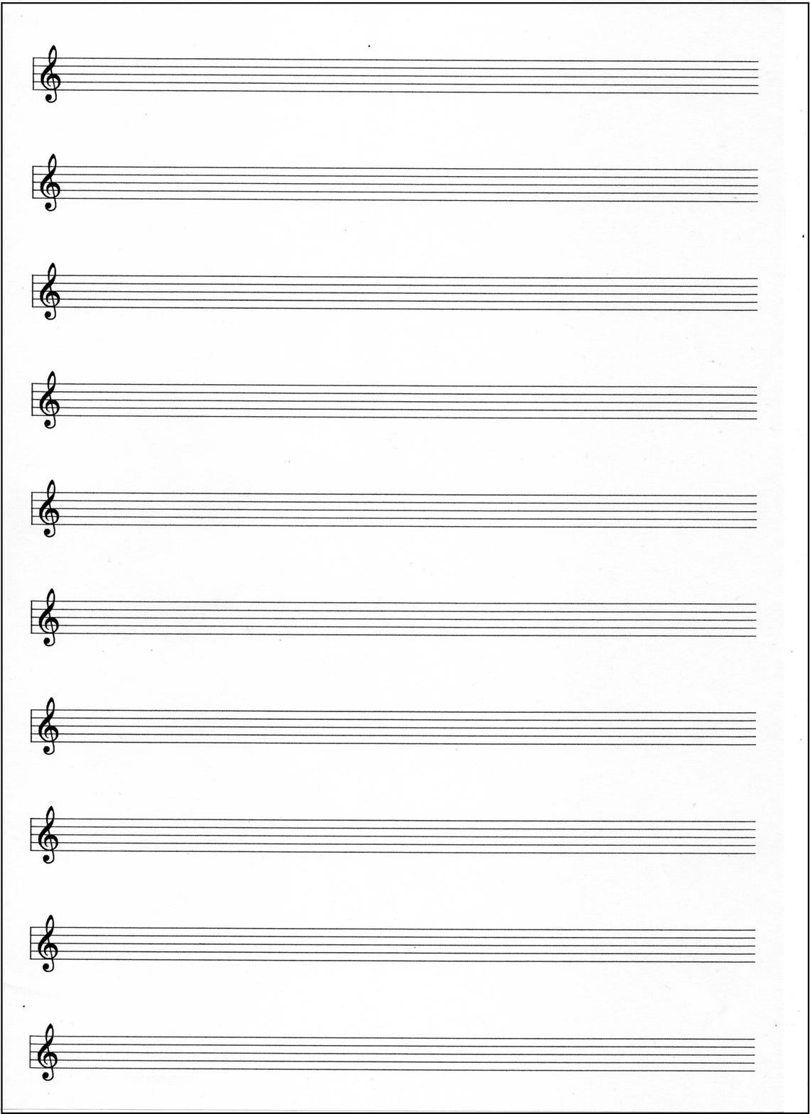 Treble Clef Staff PDF | Printable Sheet Music | Music Paper | Blank ...
