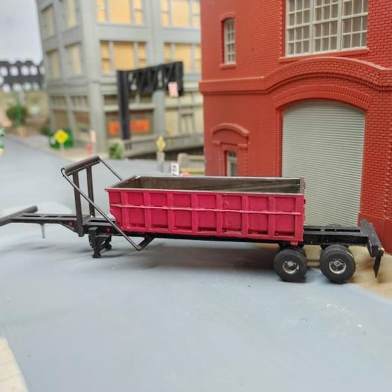 Custom Built 1/87 HO Scale Roll off Semi Trailer & Dumpster. 3D Printed ...