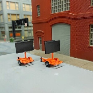 1/87 HO Scale Set of 2 Solar Powered Sign Trailers. Custom Built Resin ...