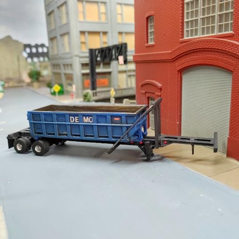Custom Built 1/87 HO Scale Roll off Semi Trailer & Dumpster. 3D Printed ...