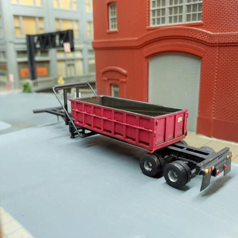 Custom Built 1/87 HO Scale Roll off Semi Trailer & Dumpster. 3D Printed ...