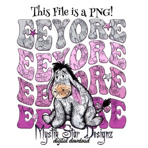 Stacked Text Eeyore PNG | Cute Winnie Eeyore Donkey Clipart | Digital ...