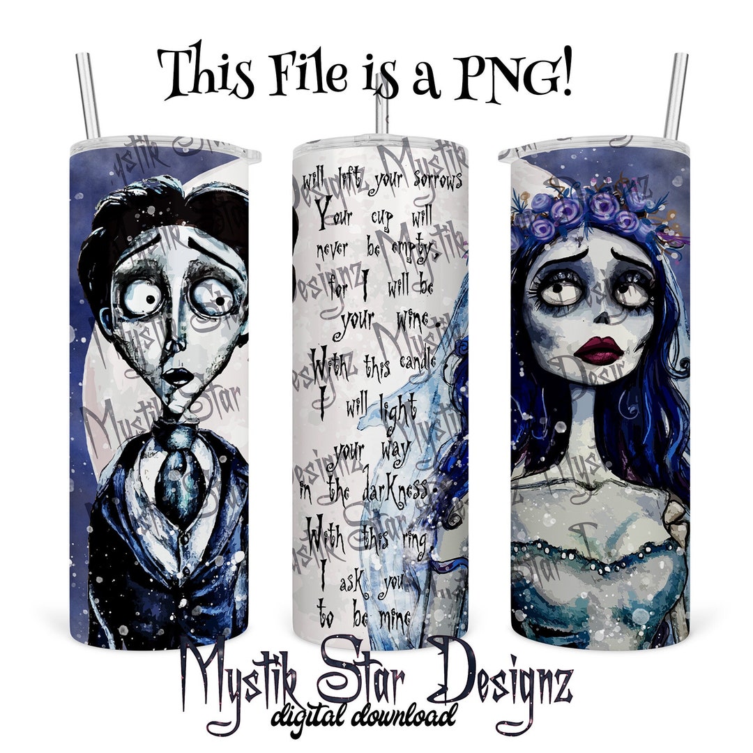 Corpse Bride 20oz Tumbler Wrap: Emily & Vincent Vows PNG (digital ...