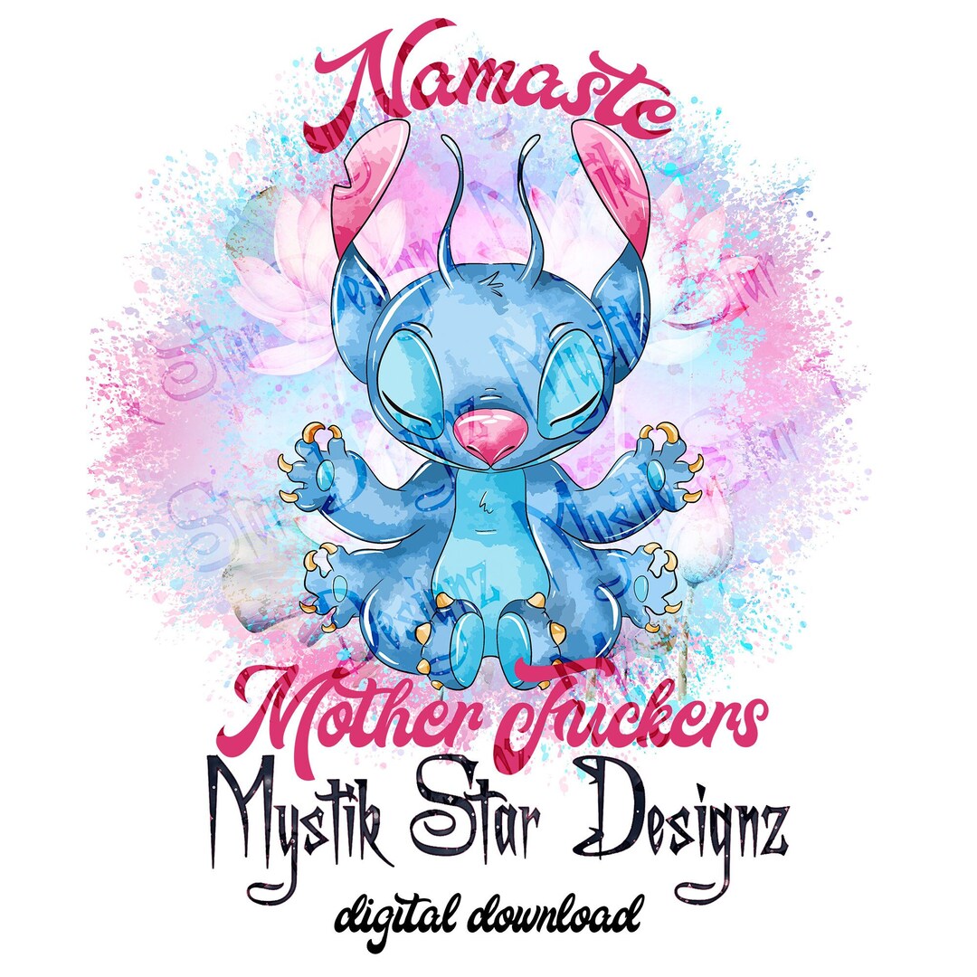Two Files Namaste Stitch PNG stitch Meditating PNG Digital Download PNG ...
