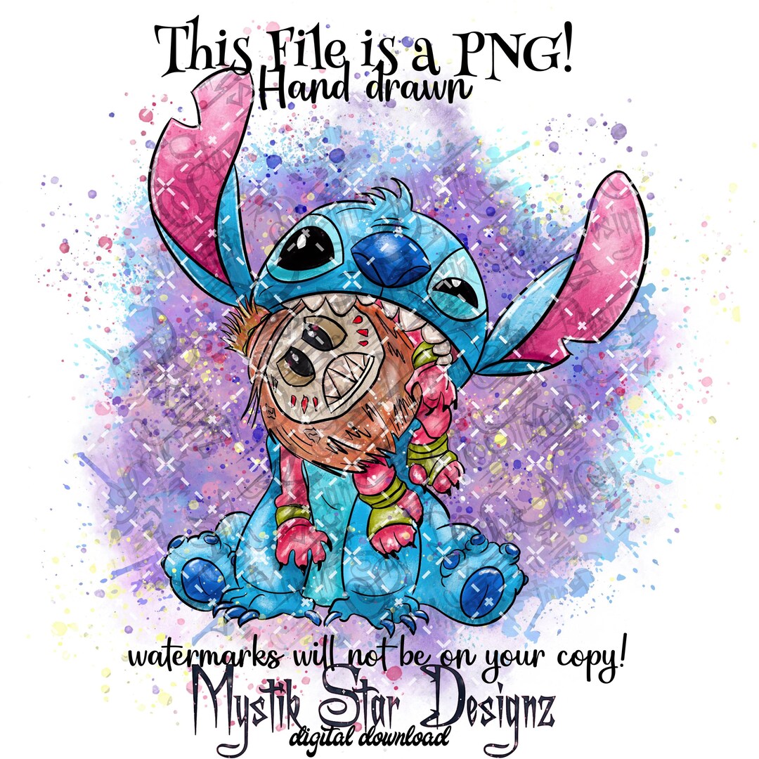 Cute Stitch and Kakamora PNG | Stitch Biting Kakamora PNG | Digital ...
