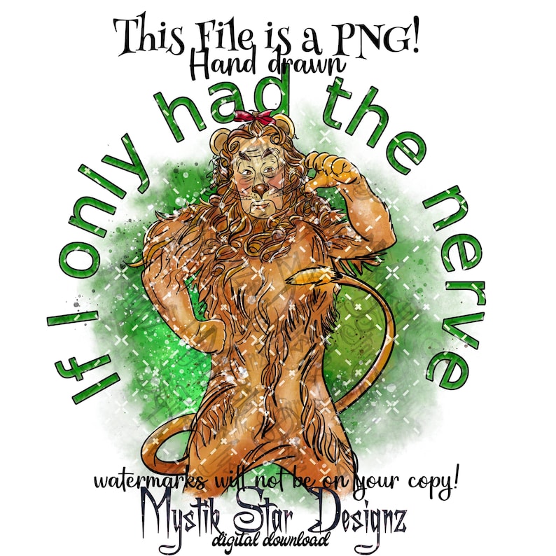 Cowardly Lion PNG: Wizard of OZ Hand Drawn Design (digital Download) - Etsy