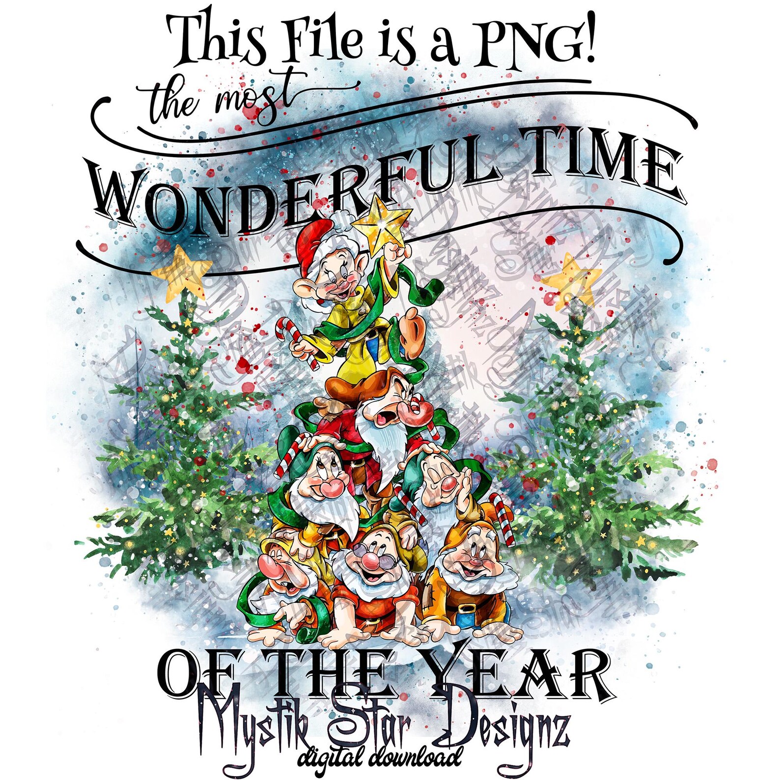 Snow White Dwarves Christmas Tree PNG | Digital Download - Etsy