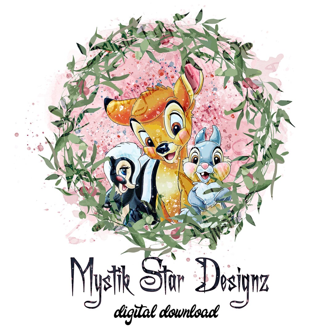 Cute Bambi Thumper and Flower PNG Bambi Wreath PNG Digital Download PNG ...