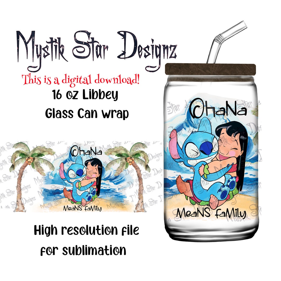 Ohana Means Family Alien Tumbler 16oz Glass Can Digital Download Wrap ...