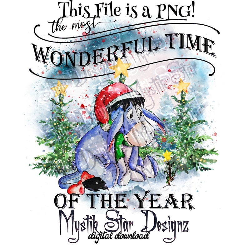Eeyore Christmas Tree PNG | Watercolor Winter Design (digital Download ...