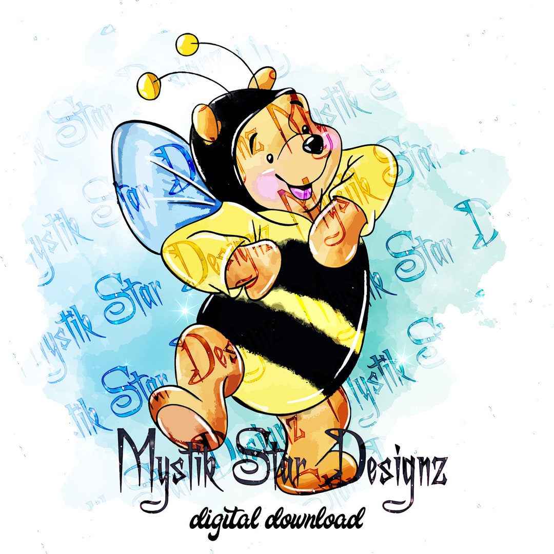 Cute Winnie PNG Cute Pooh Bear Bee PNG Digital Download PNG Commercial ...