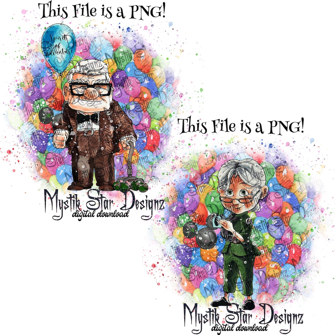 Cute Carl & Ellie PNG UP Characters Set of 2 Png Digital Download PNG ...