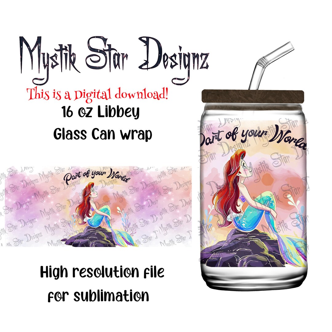 Magic Princess Tumbler | 16oz Glass Can Digital Download Wrap | 16oz ...