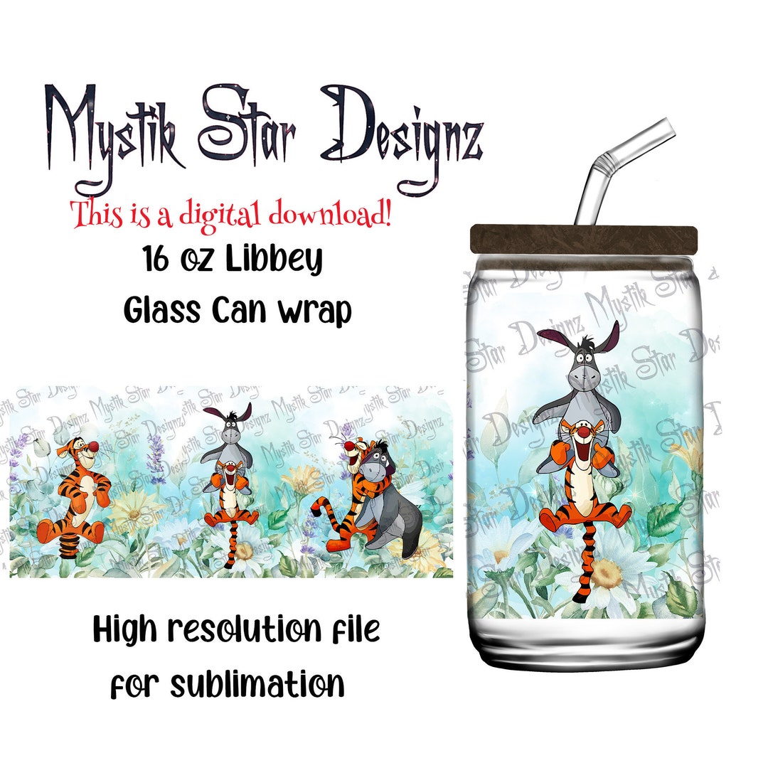Tigger and Donkey Tumbler | 16oz Glass Can Digital Download Wrap | 16oz ...