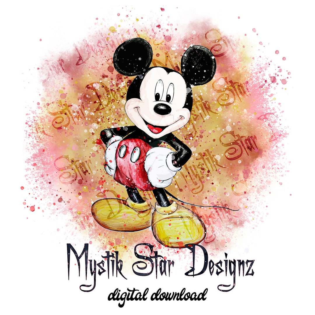 Cute Mickey PNG Watercolor Mickey PNG Digital Download PNG Commercial ...