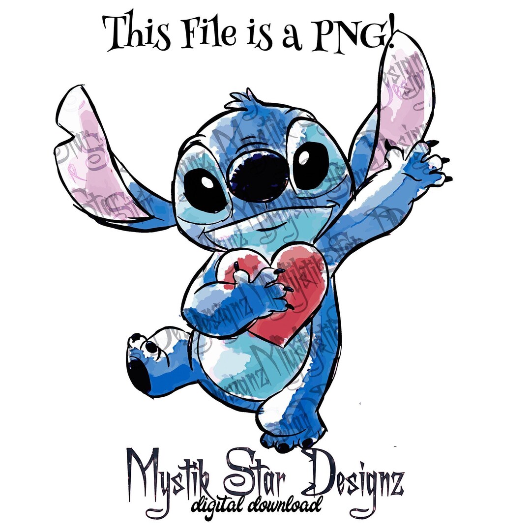 Cute Stitch PNG Stitch Holding Heart PNG Digital Download PNG ...