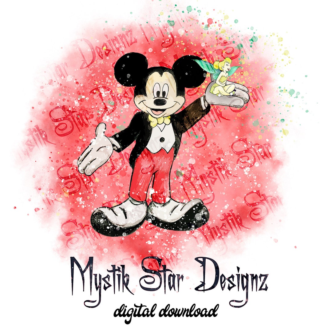 Cute Mickey and Tink PNG Watercolor Mickey Holding Tinkerbell PNG ...