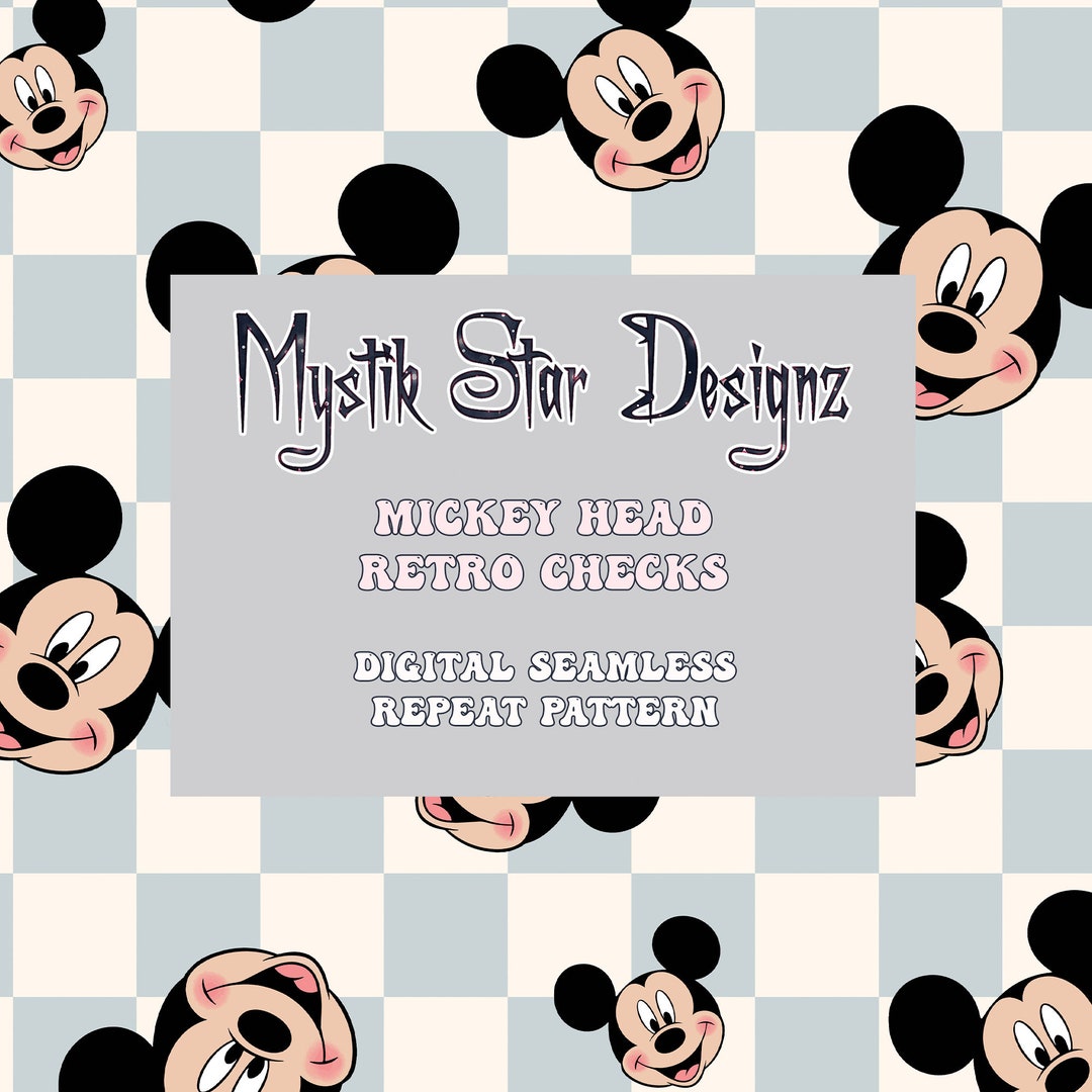 Mickey Head Retro Checks Seamless Pattern | Magical Retro Checks ...