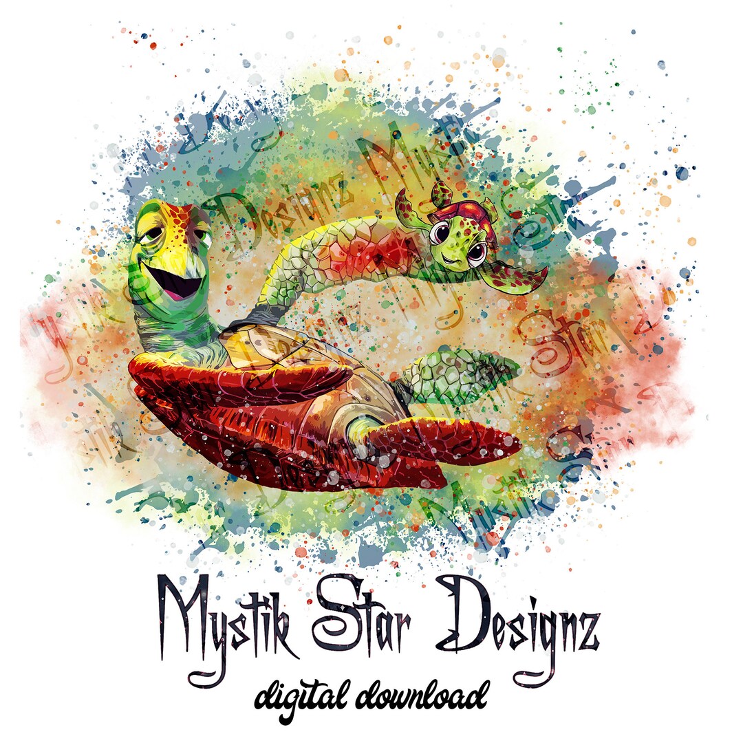 Crush and Squirt Turtles PNG: Watercolor Digital Download - Etsy