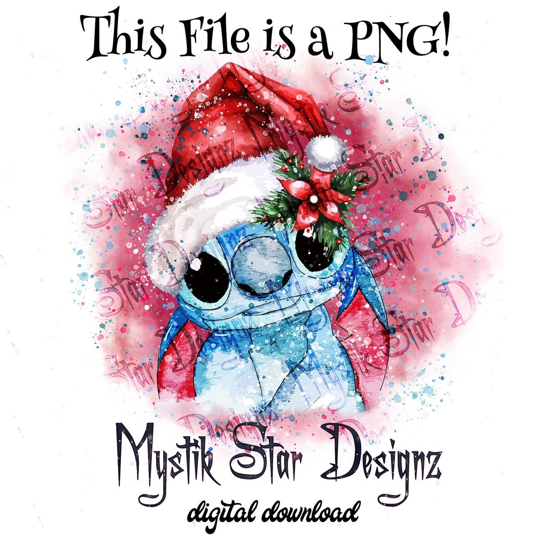Cute Christmas Stitch PNG Santa Hat Stitch Clipart Digital Download PNG ...