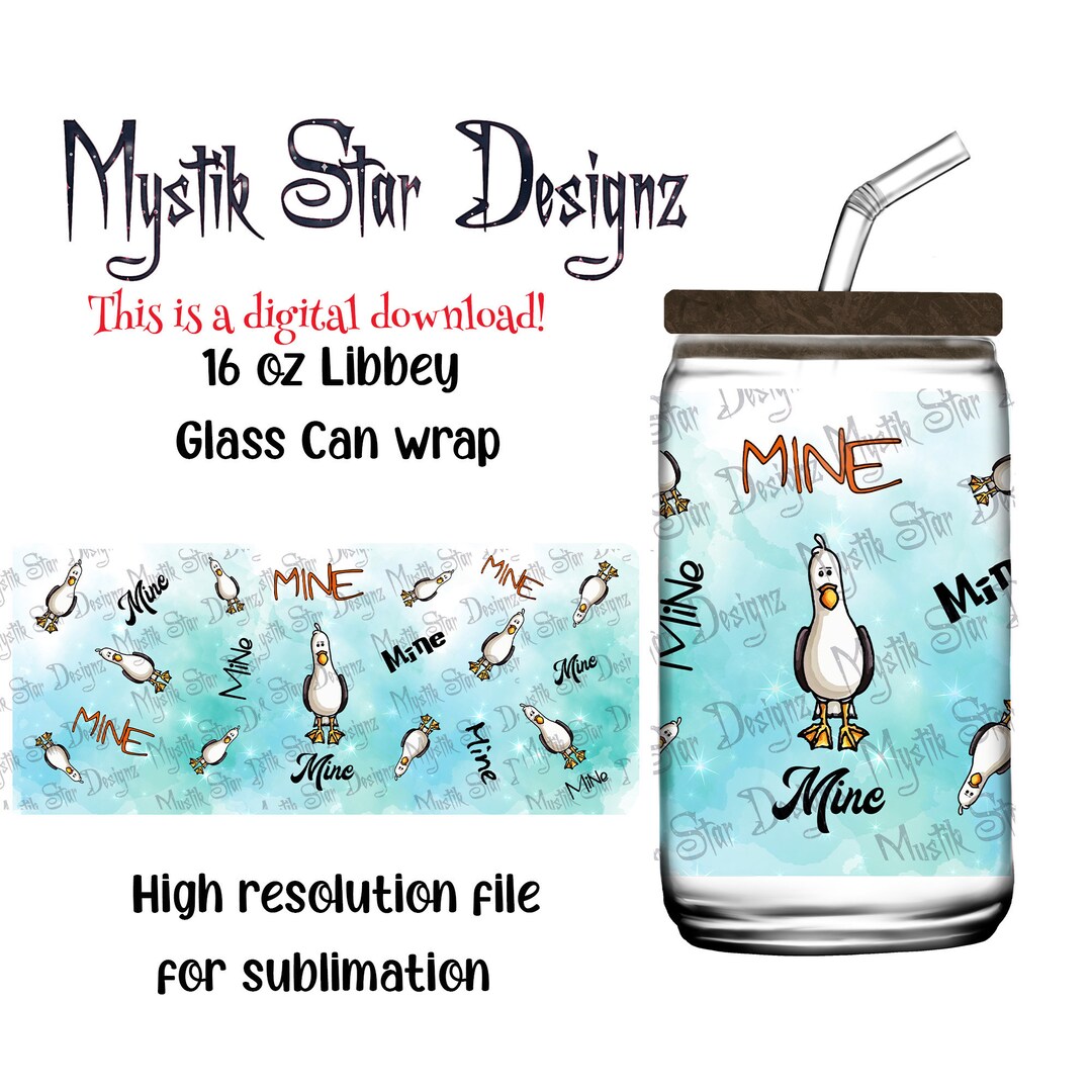 Magic Seagulls Libbey Glass PNG 16oz Glass Digital Download Wrap PNG ...