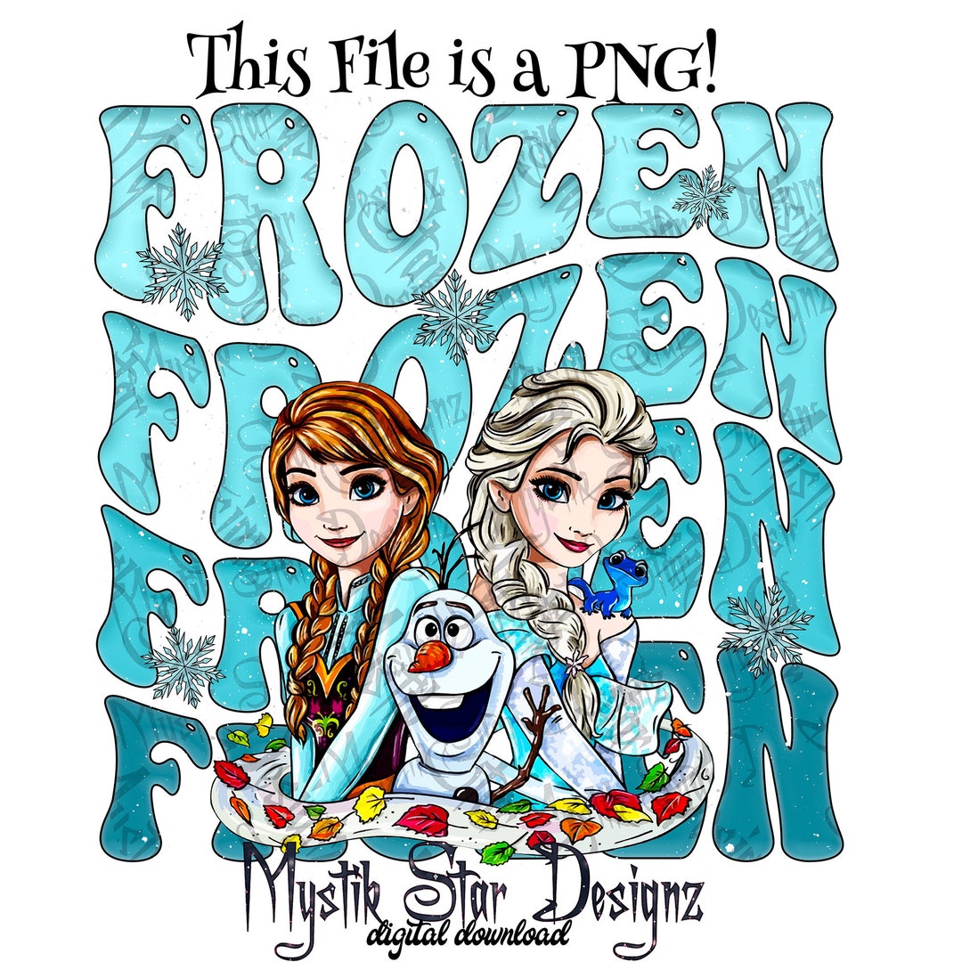 Elsa Anna and Olaf PNG Frozen Stacked Text Digital Download PNG ...