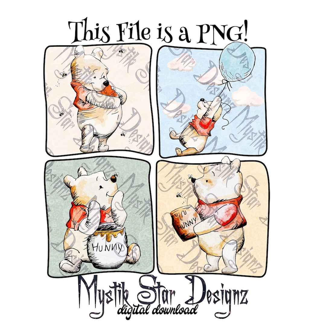 Cute Winnie Pooh Summer PNG | Pooh Hunny and Bees PNG | Digital ...