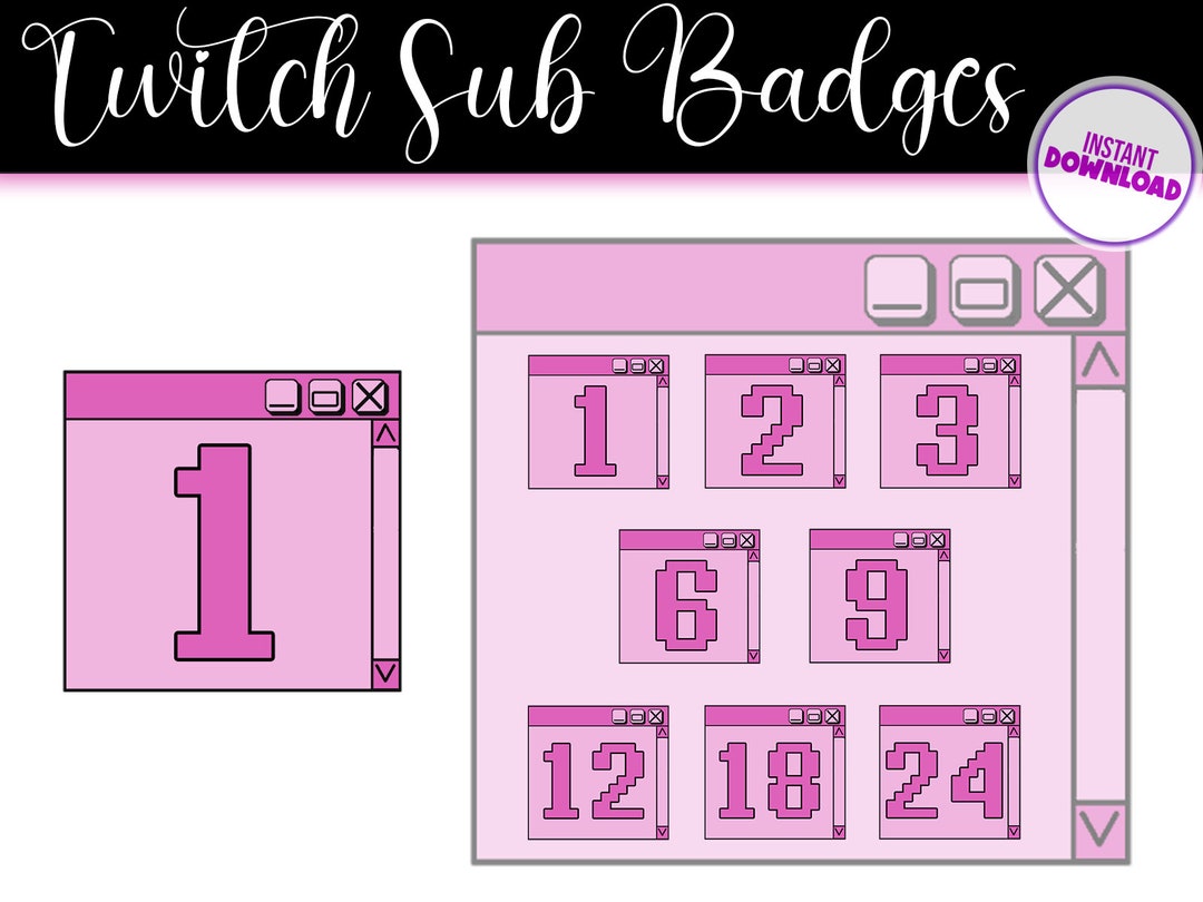 Pink Retro PC Sub Badges for Twitch up to 2 Years - Etsy