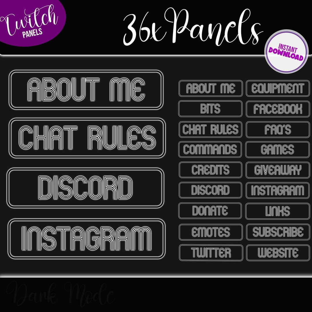 36x Twitch & Kick Panels Pack White Neon Retro Ready to Use About Me ...